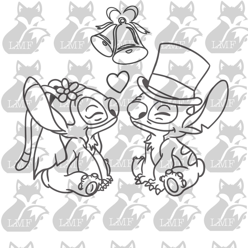 Stitch y ángel SVG. Lilo y Stitch SVG. Boda SVG. Stitch casado SVG. PNG ...
