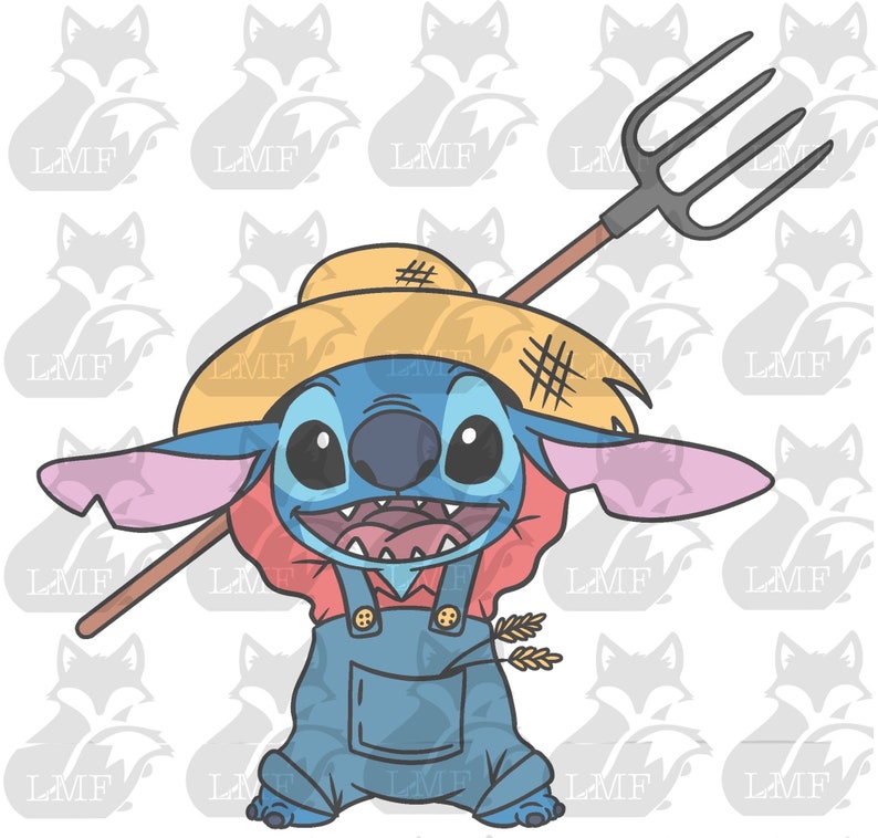 Farmer Stitch. Farm Lilo and Stitch Svg. Png Layered and - Etsy