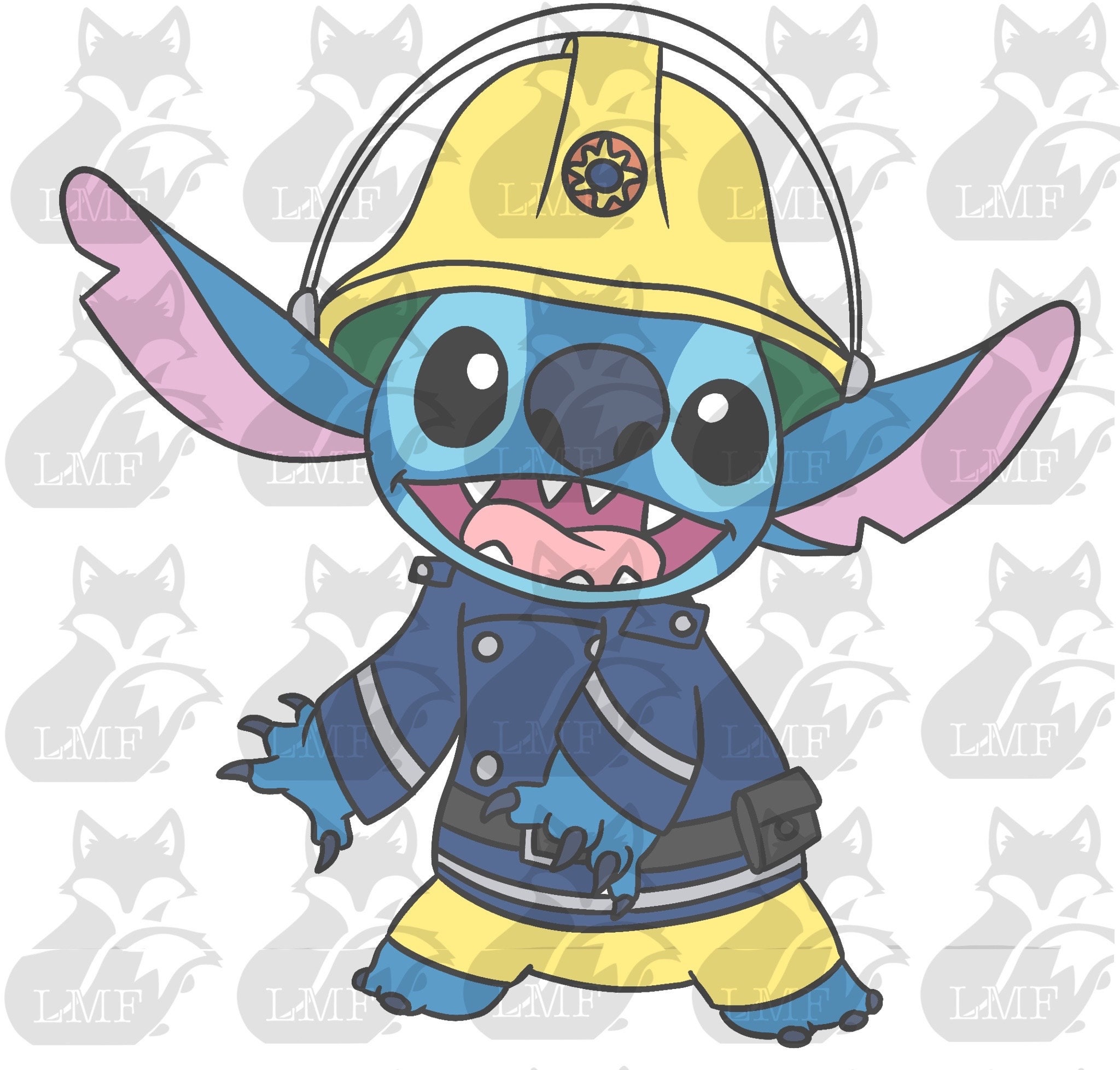 Firefighter Stitch. Lilo and Stitch Svg. Png, Layered, and Black and ...
