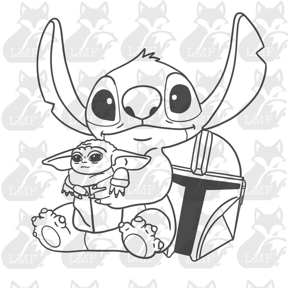 Stitch and Grogu SVG. Stitch and Baby Yoda SVG. Stitch and Mandalorian ...