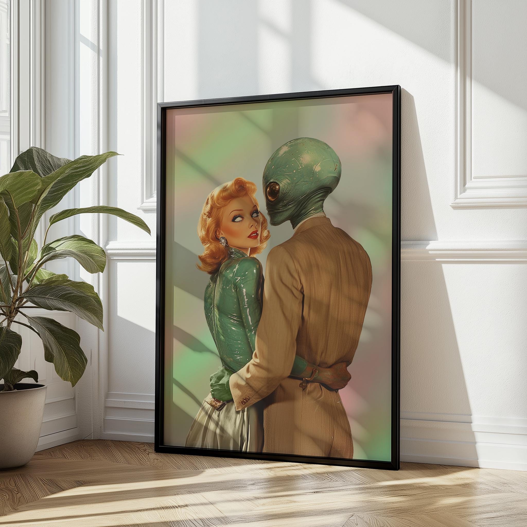 Retro Alien Abduction Art Print: Surreal Vintage Poster - Etsy