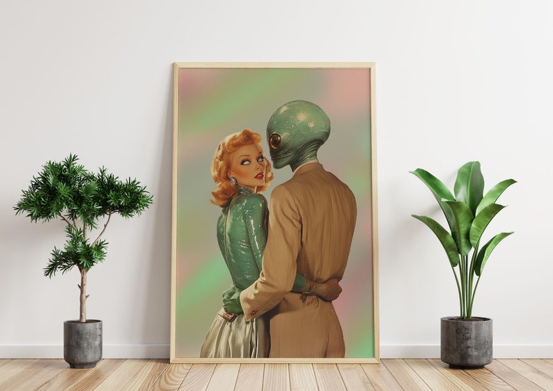Retro Alien Abduction Art Print: Surreal Vintage Poster - Etsy