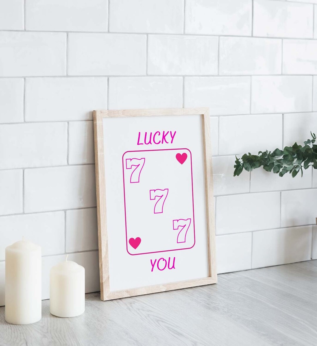 777 Playing Card Print Manifestation Light Pink Wall Art Lucky You ...