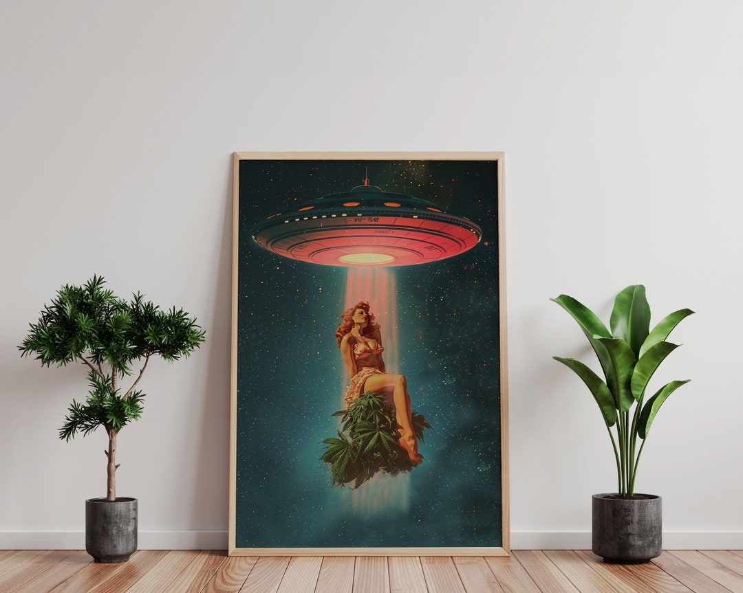 Surreal UFO Poster: Vintage Psychedelic Space Art - Etsy