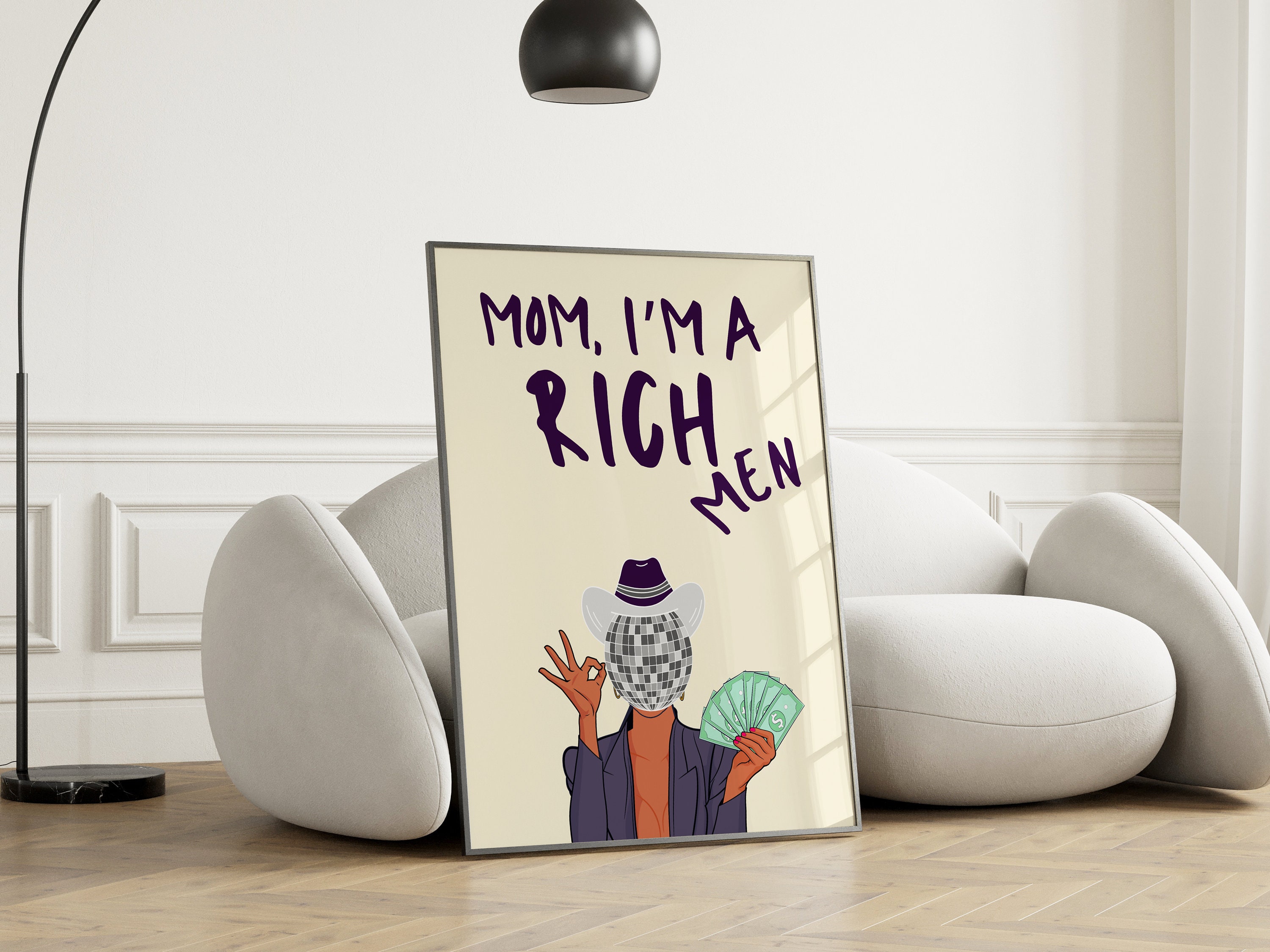 Disco Ball Mom I Am a Rich Man Poster: Trendy Coquette Room Decor ...