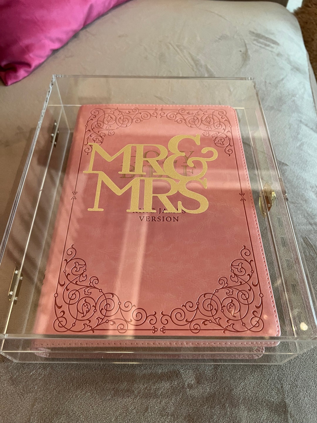 Beautiful Mr. & Mrs. Clear Acrylic Bible/book Display Box With Latch ...