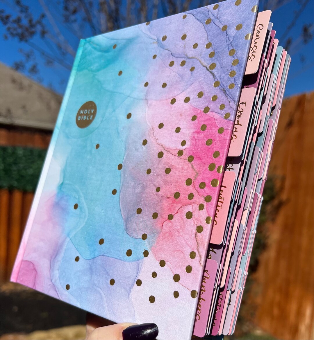 Gorgeous NIV Multi Color Pastel Bible With TABS, Cloth Over Board, Art ...
