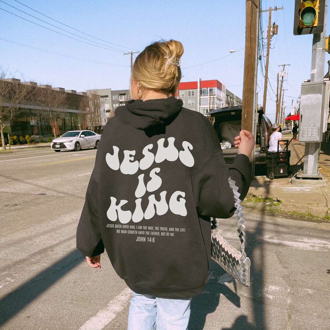 Jesus is King Retro Wavy Christian Hoodie Aesthetic Christian ...