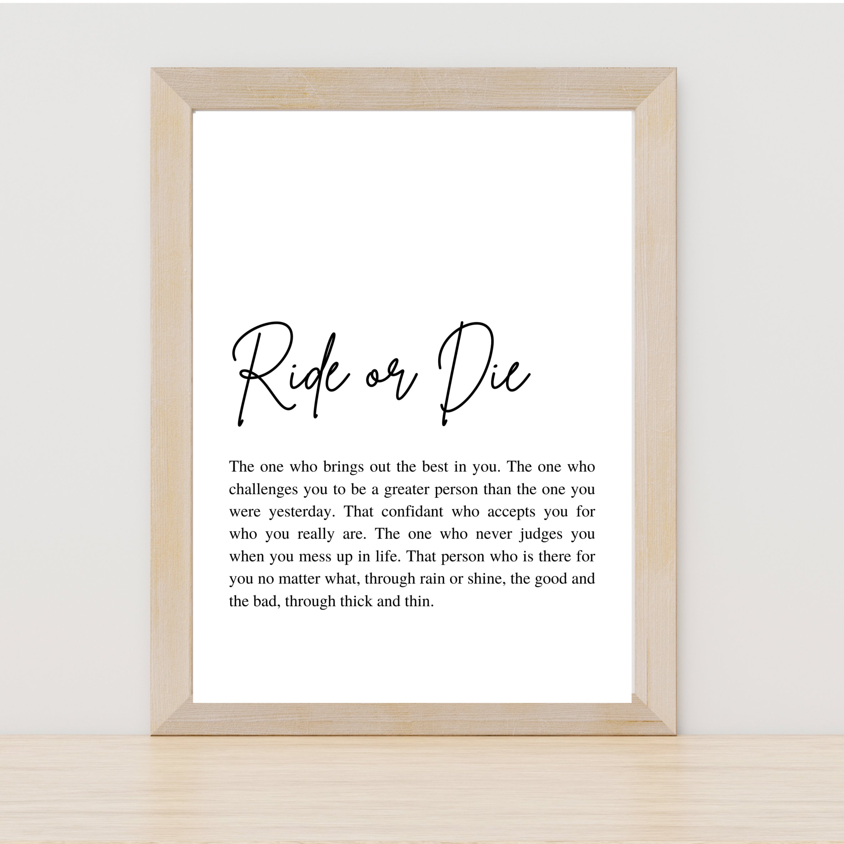 Ride or Die Wall Art, Printable Friendship Wall Art, Ride or Die Gift ...