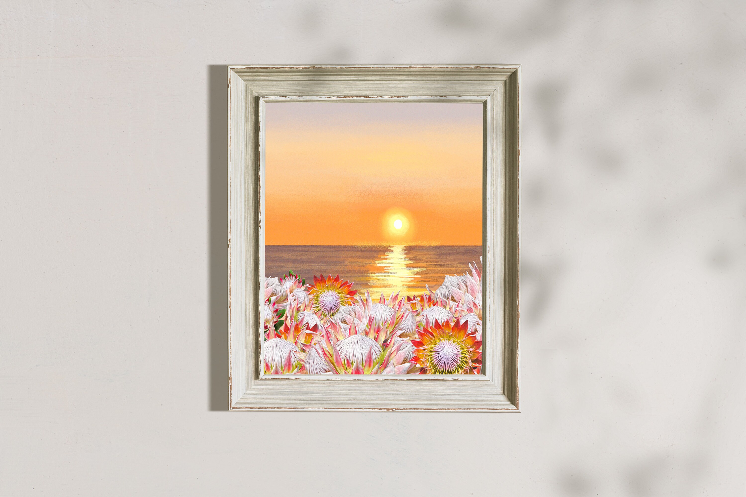 Protea Sunset Printable Collage Art Sunset Water Flowers Colorful ...