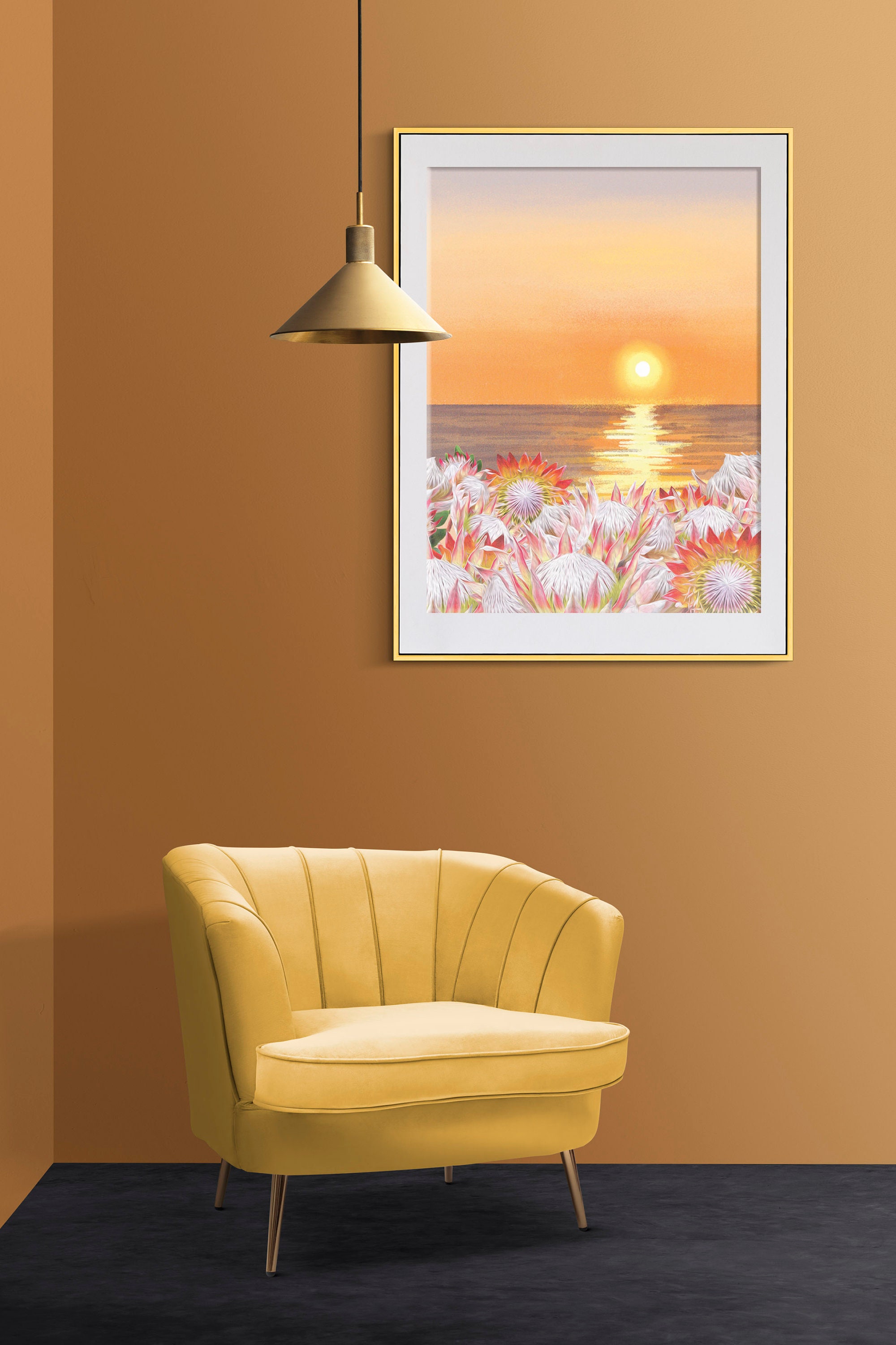Protea Sunset Printable Collage Art Sunset Water Flowers Colorful ...