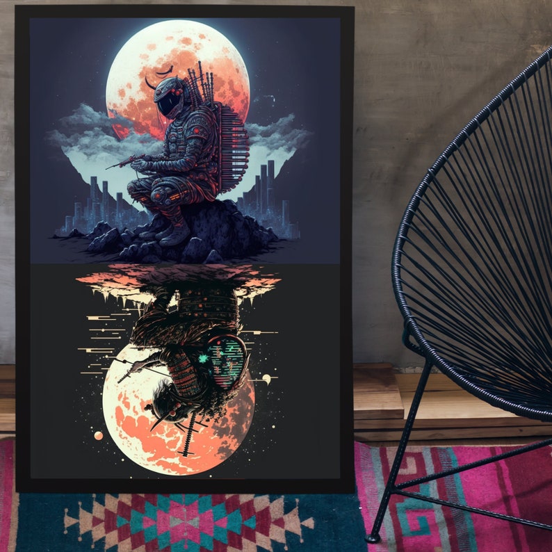 Japanese Cyberpunk Samurai Poster Wall Art Home Décor - Etsy