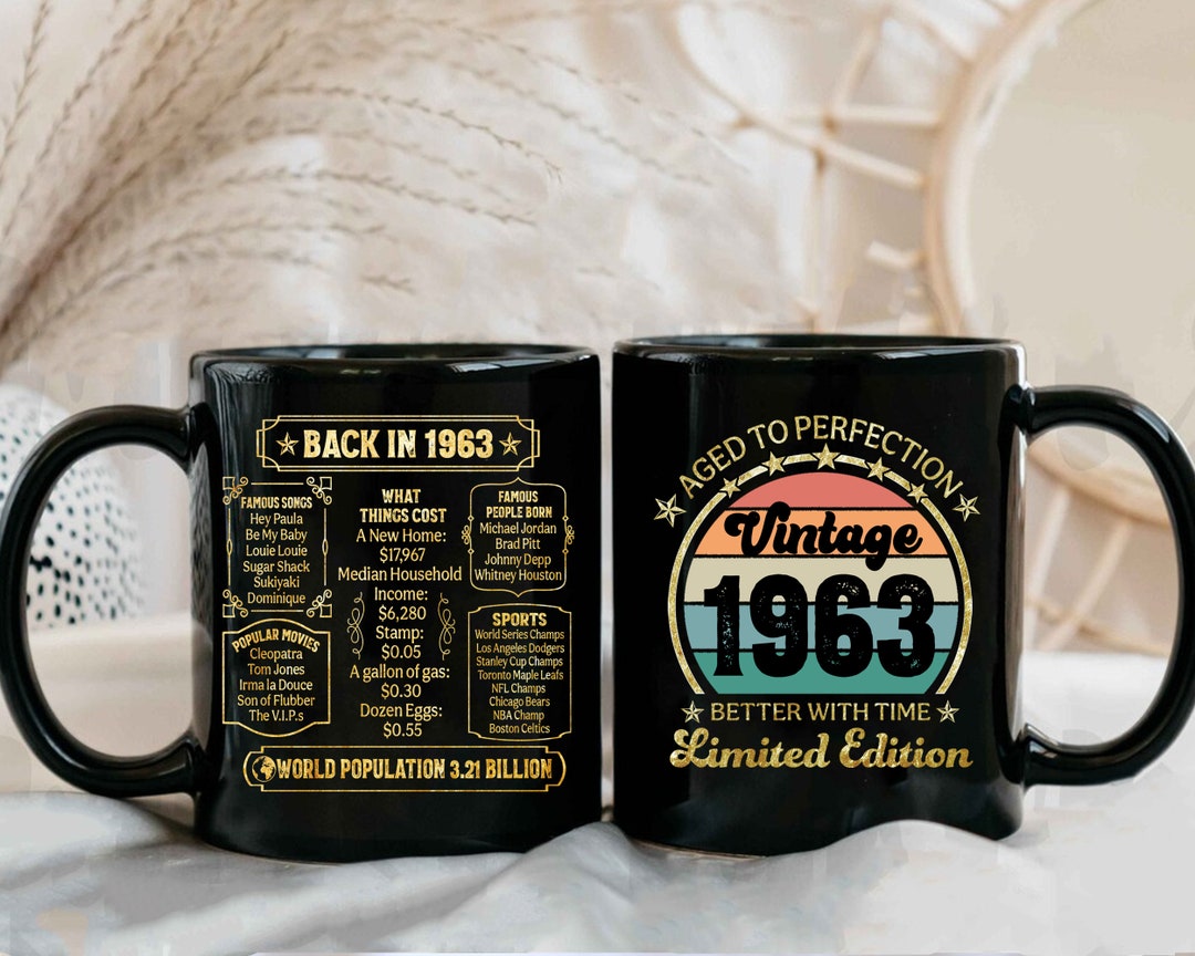 Back in 1963 Mug, Vintage 1963 Black Mug, Aged to Perfection Better ...