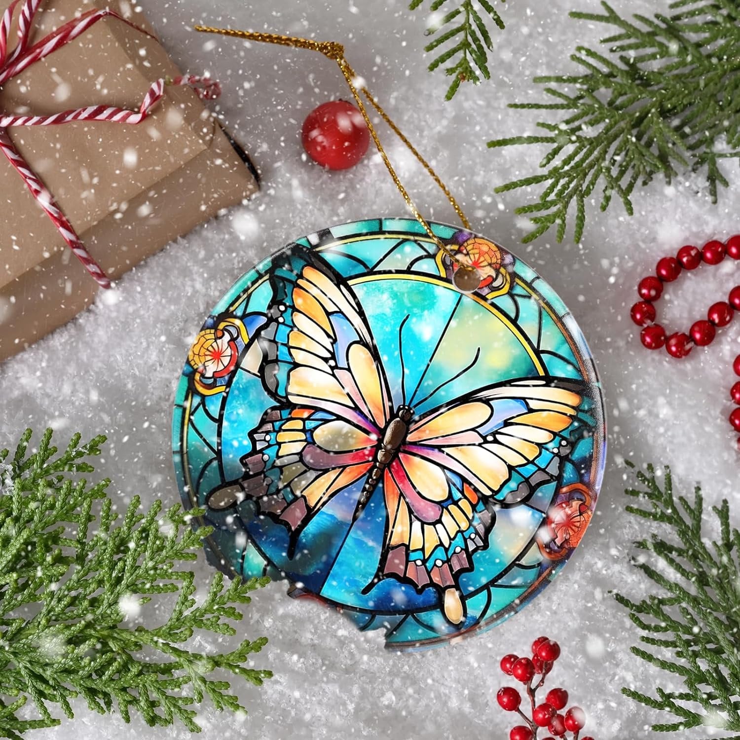 Butterfly Christmas Ornament, Butterfly Ceramic Ornaments, Gifts for ...
