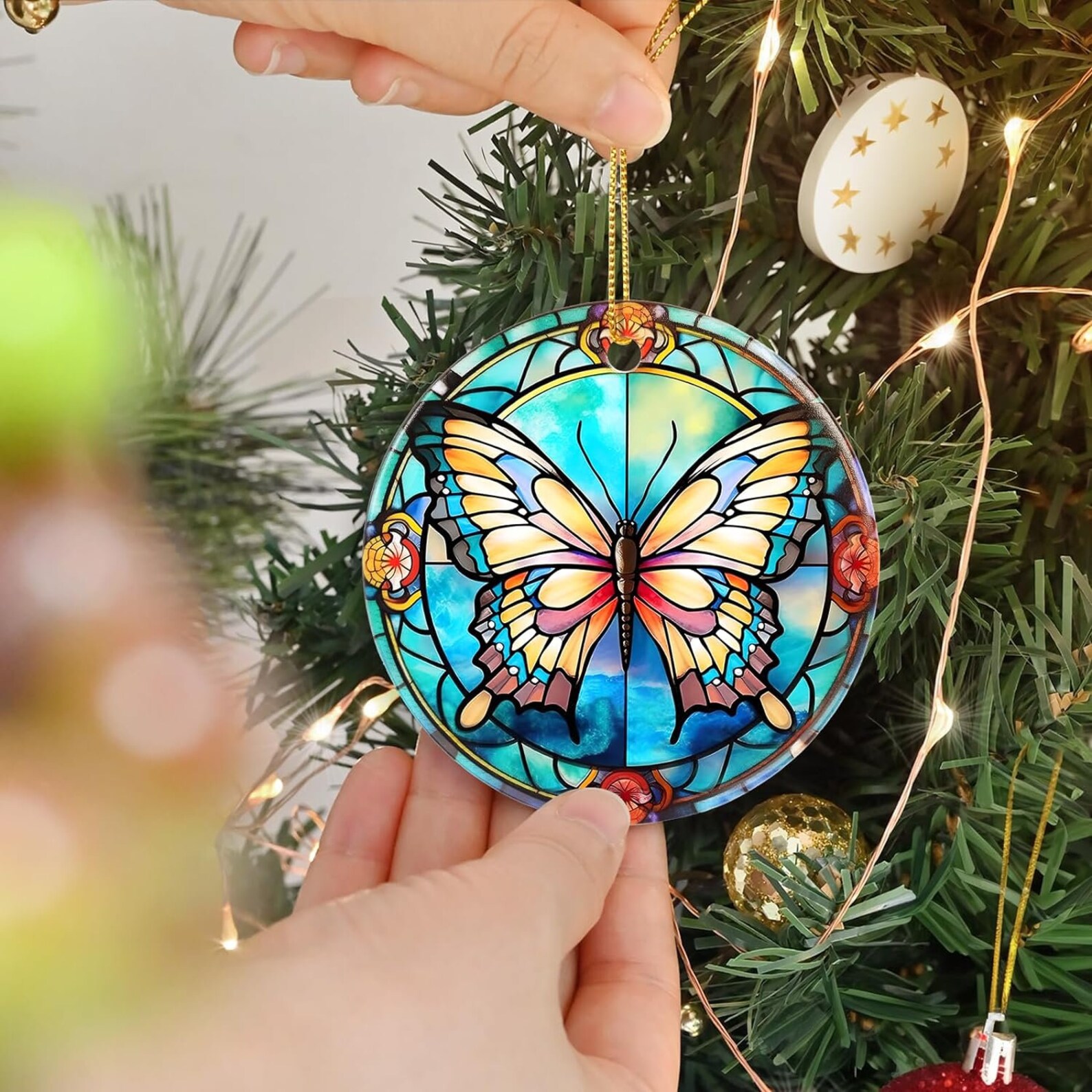 Butterfly Christmas Ornament, Butterfly Ceramic Ornaments, Gifts for ...