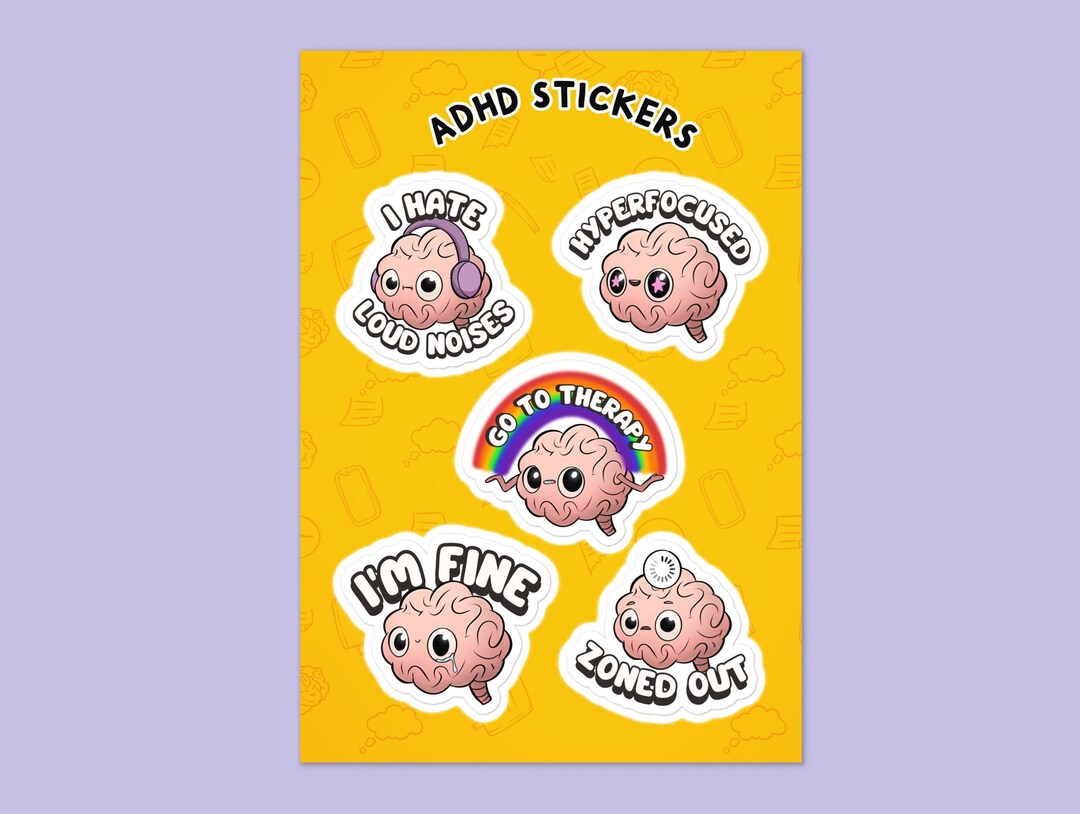 Funny ADHD Stickers Sticker Sheet Autism Sarcasm - Etsy