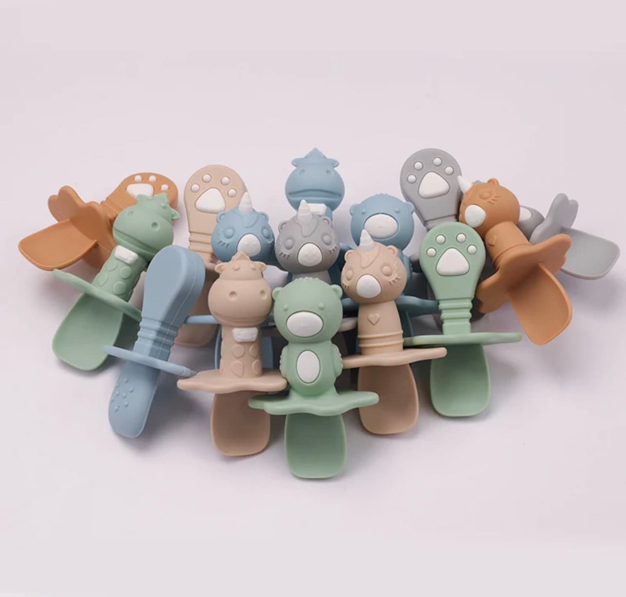 Baby Spoons Child Toddler Infant Spoons Soft Silicone, Animal Shaped ...