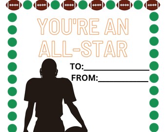 Football Valentine Cards Heart Edition Able to Color or - Etsy