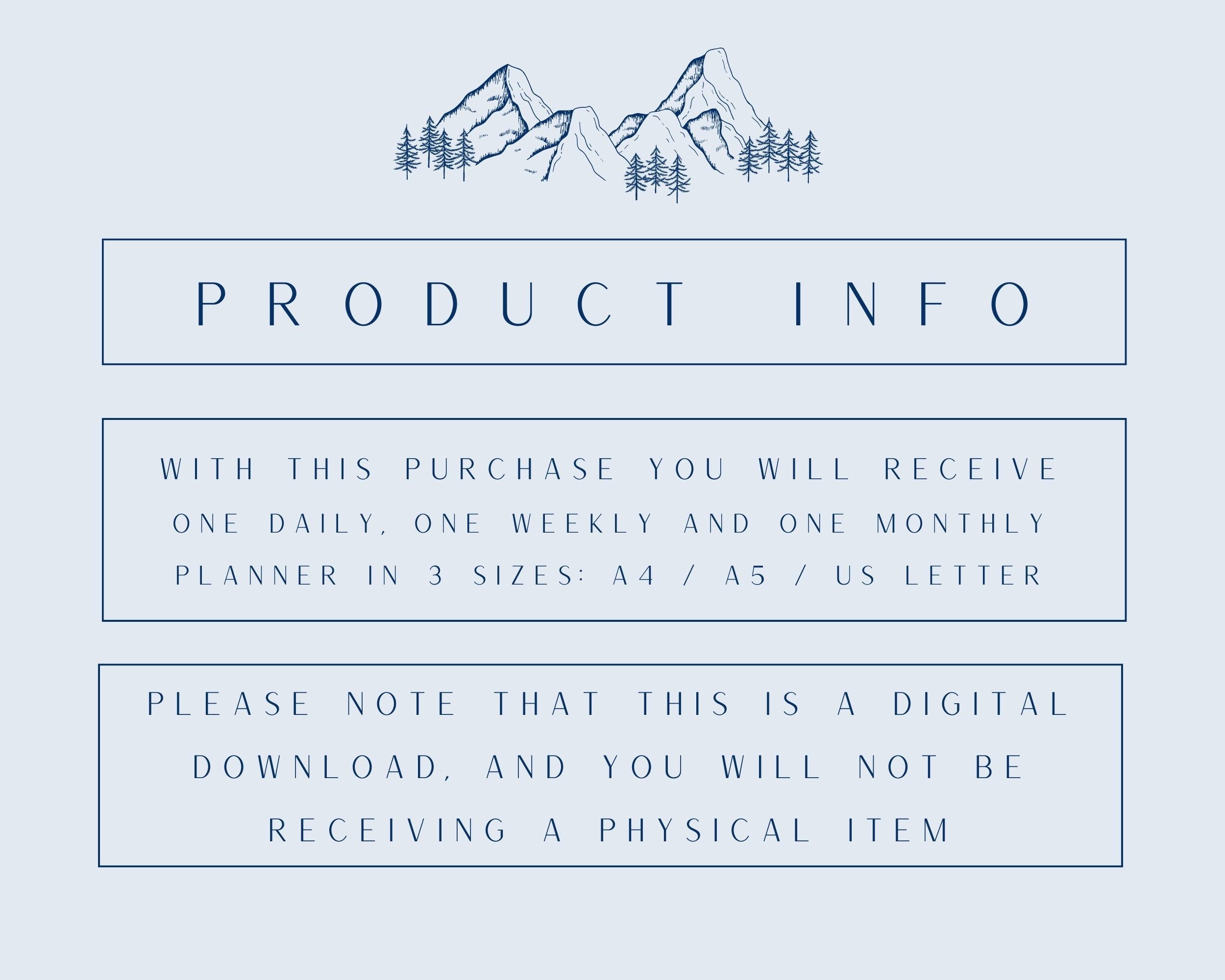Mountain Planner Bundle, Printable Planner Bundle Day Week Month ...