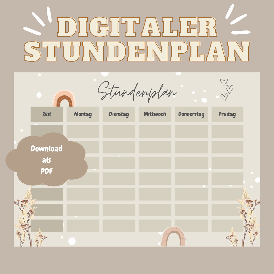Digital Timetable, Timetable for Download - Etsy