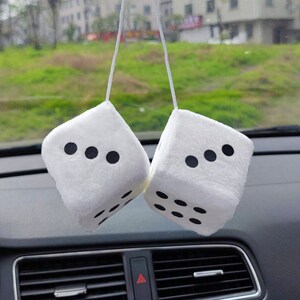 Car Dice Retro Fluffy Cute Dice Car Rearview Mirror Hanging - Etsy