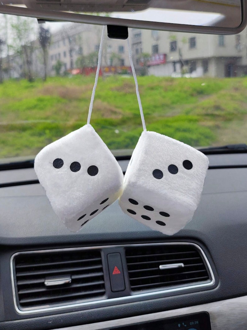 Car Dice Retro Fluffy Cute Dice Car Rearview Mirror Hanging - Etsy