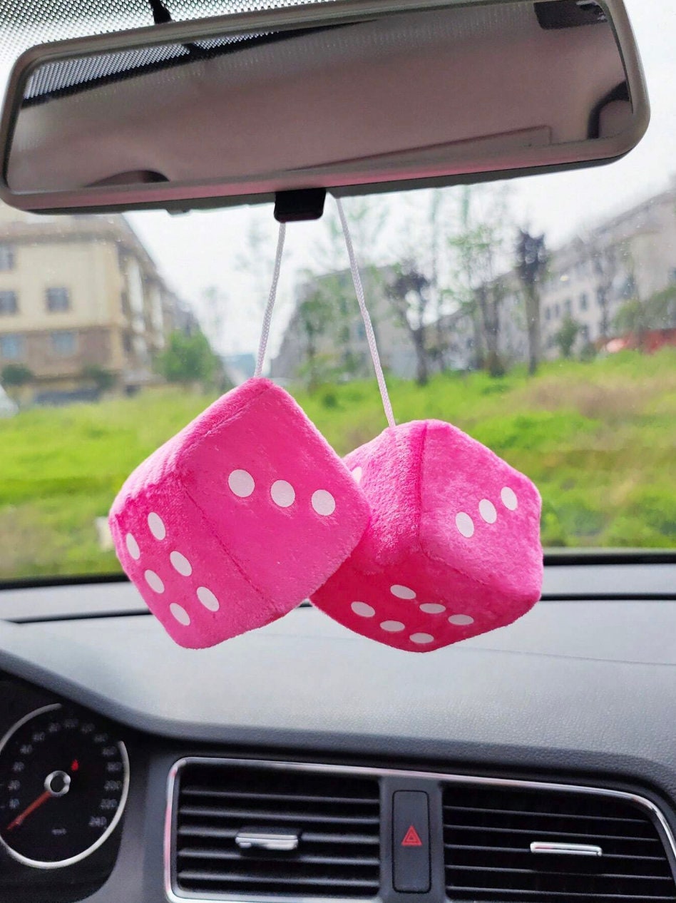 Car Dice Retro Fluffy Cute Dice Car Rearview Mirror Hanging - Etsy