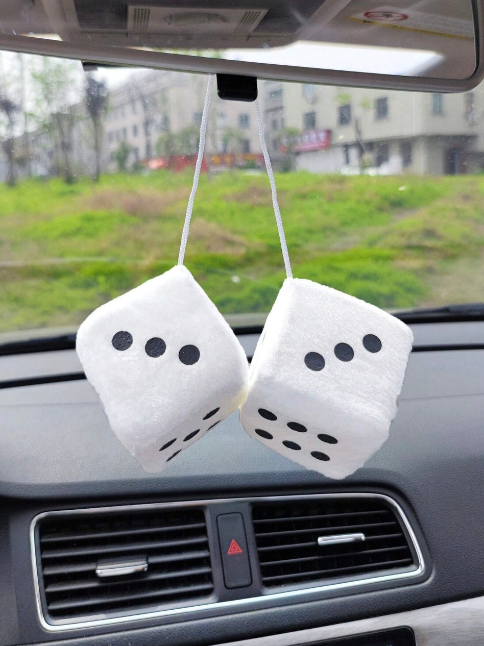 Car Dice Retro Fluffy Cute Dice Car Rearview Mirror Hanging - Etsy