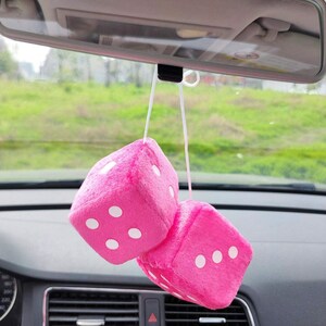Car Dice Retro Fluffy Cute Dice Car Rearview Mirror Hanging - Etsy