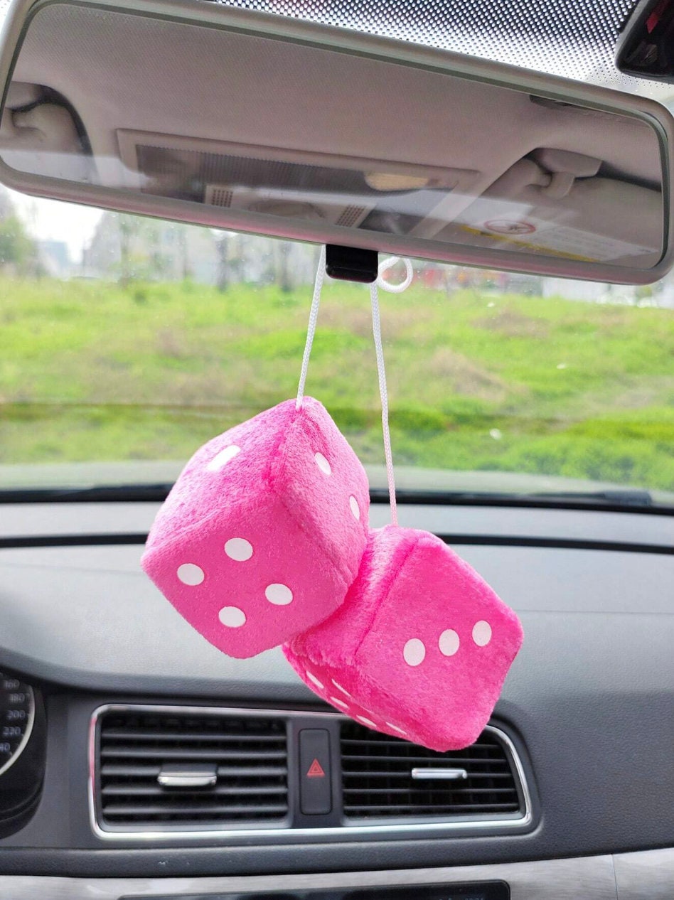 Car Dice Retro Fluffy Cute Dice Car Rearview Mirror Hanging - Etsy