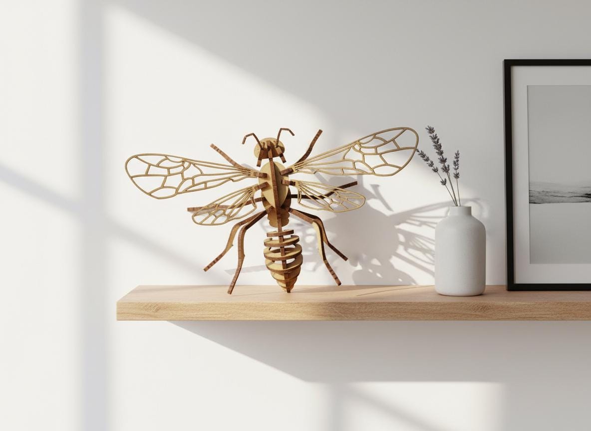 3D Bee Laser Cut File Wooden Insect Puzzle Svg DXF Cnc Wood Animal ...