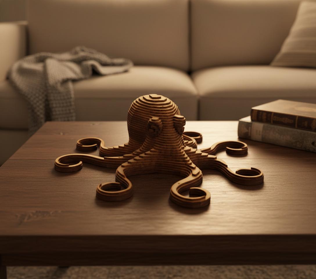 Layered Octopus Laser Cut File 3D Wood Puzzle Ocean Animal Model SVG ...