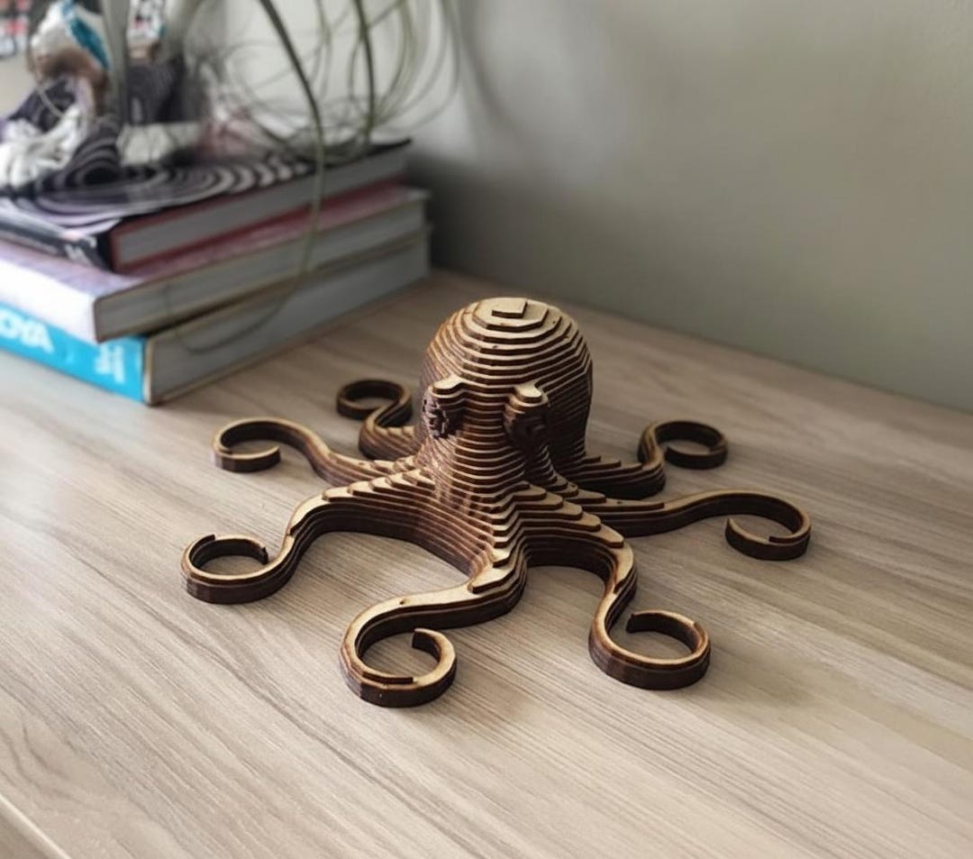 Layered Octopus Laser Cut File 3D Wood Puzzle Ocean Animal Model SVG ...