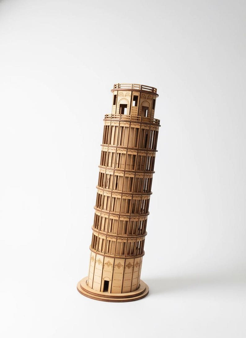 3D Puzzle Leaning Tower of Pisa Laser Cut Wood Model SVG DXF ...
