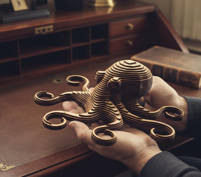 Layered Octopus Laser Cut File 3D Wood Puzzle Ocean Animal Model SVG ...