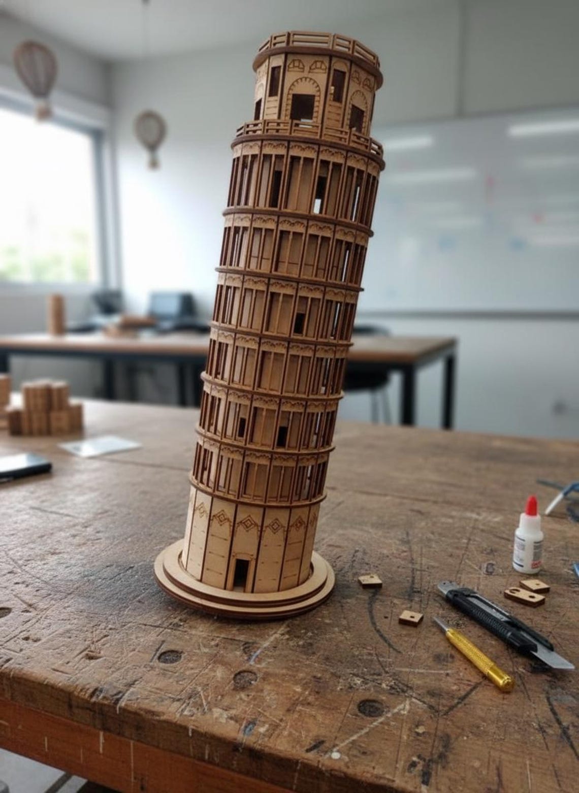 3D Puzzle Leaning Tower of Pisa Laser Cut Wood Model SVG DXF ...