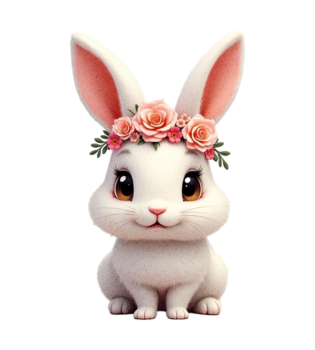 Floral Rabbit Clipart, Cute Bunny PNG, Kawaii Animal Sublimation Design ...