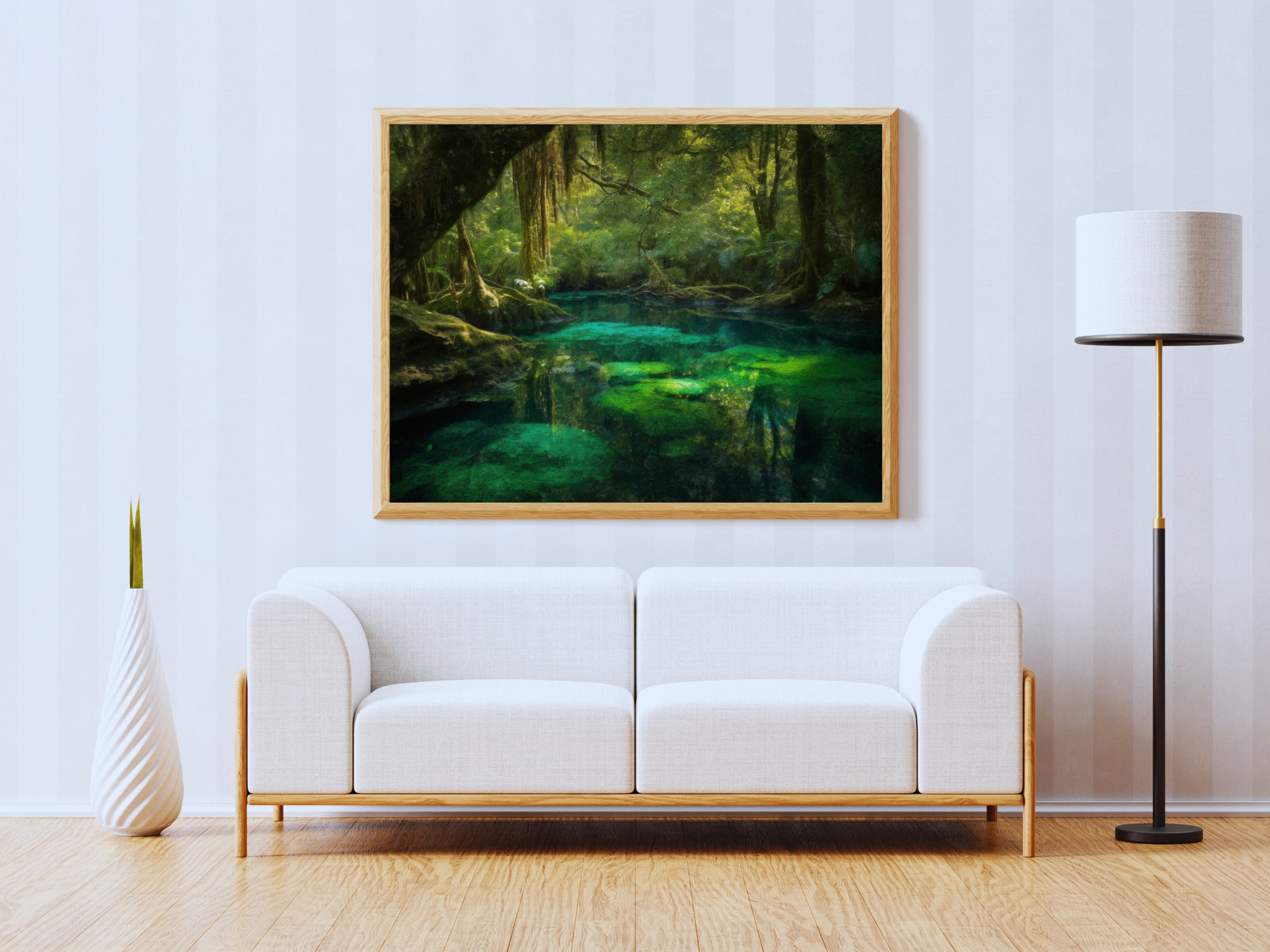 Printable Rainforest Landscape Oil Painting, High Resolution Art Print ...