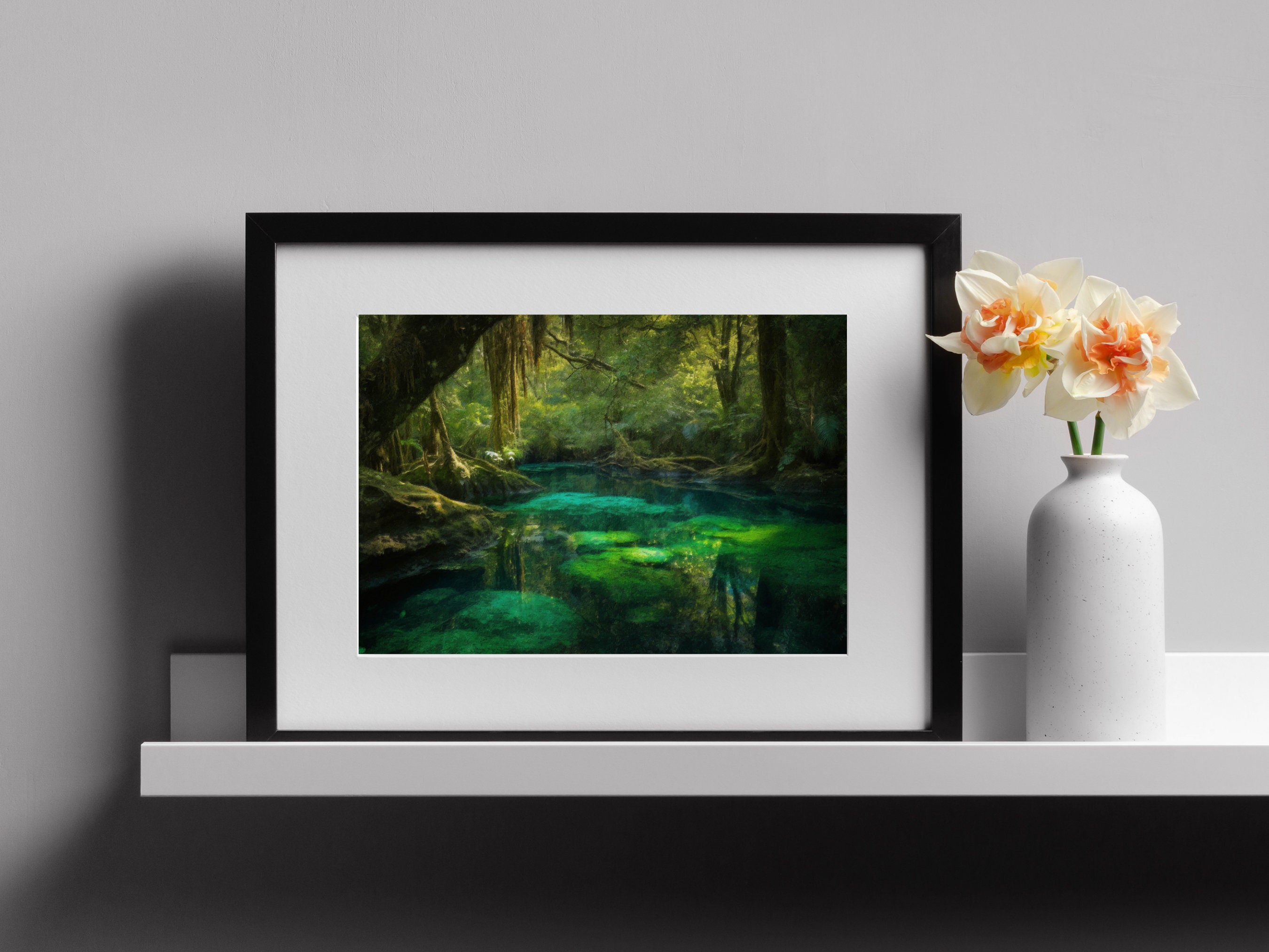Printable Rainforest Landscape Oil Painting, High Resolution Art Print ...