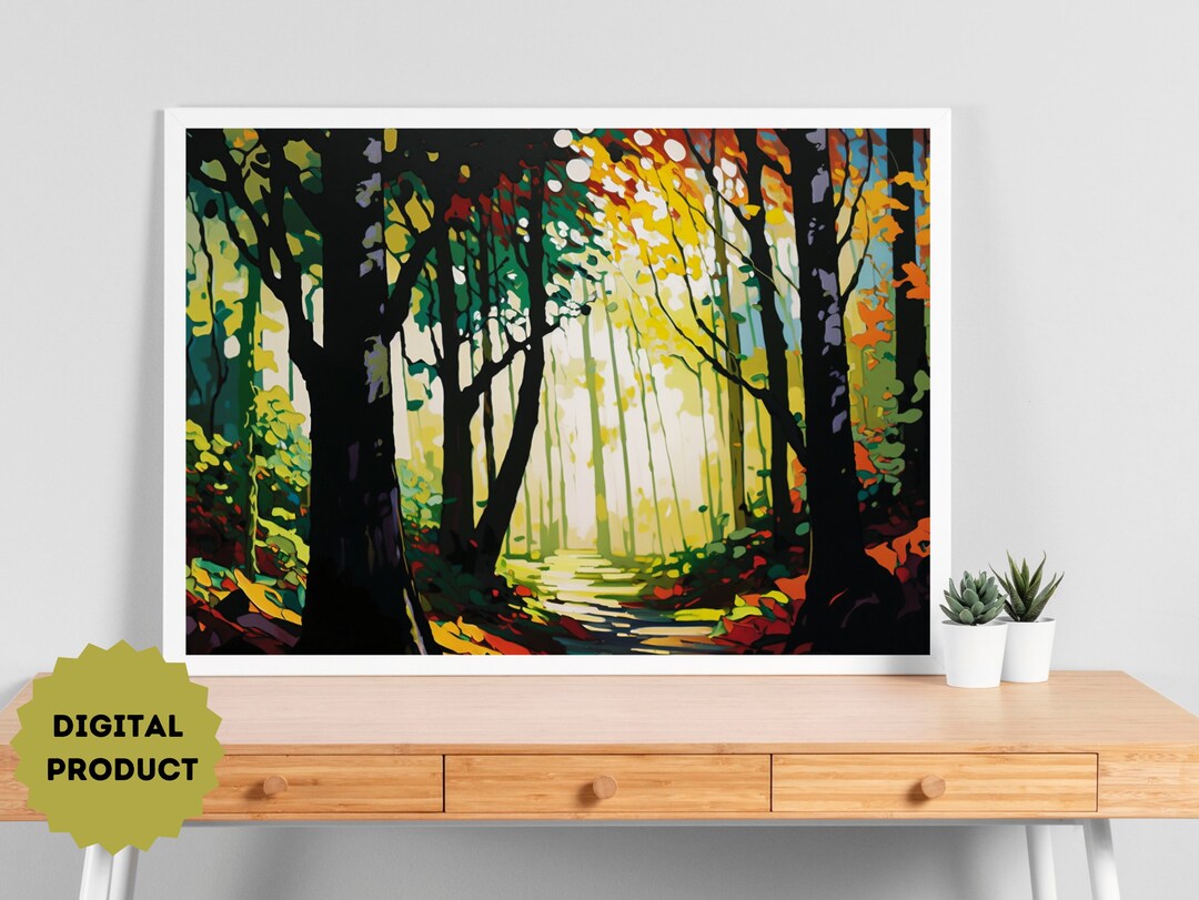 Printable Autumn Forest Landscape Painting Forest Landscape - Etsy