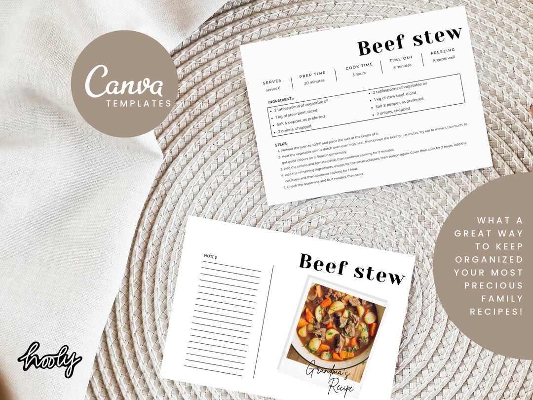 Editable Recipe Cards Modern Design Recipe Card Recipe Box - Etsy Australia