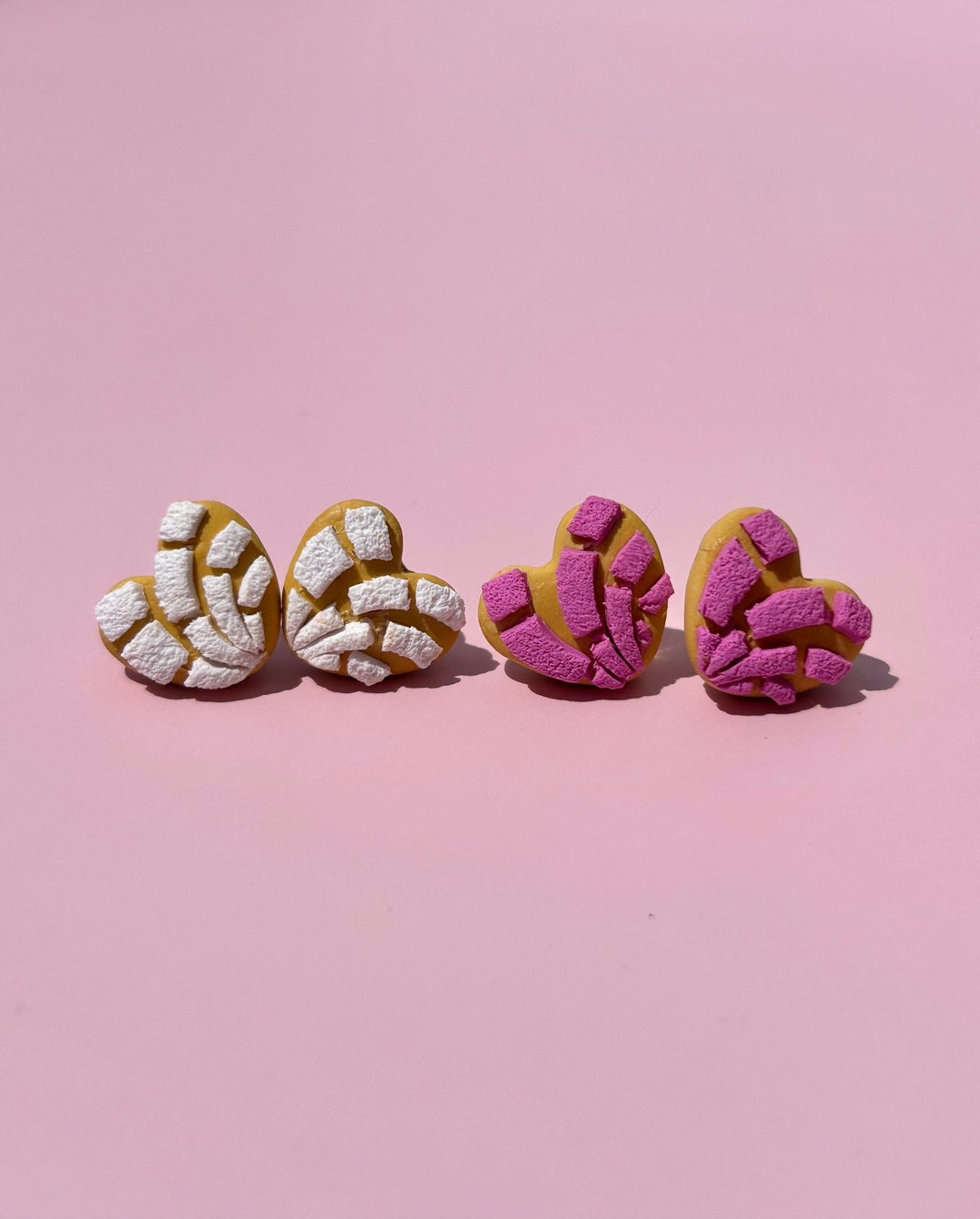 Heart Concha Studs | Concha Earrings | Pan Dulce Earrings | Handmade ...