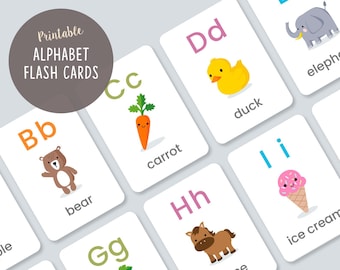 Printable Alphabet Flash Cards, Preschool Homeschool Education Nursery ...