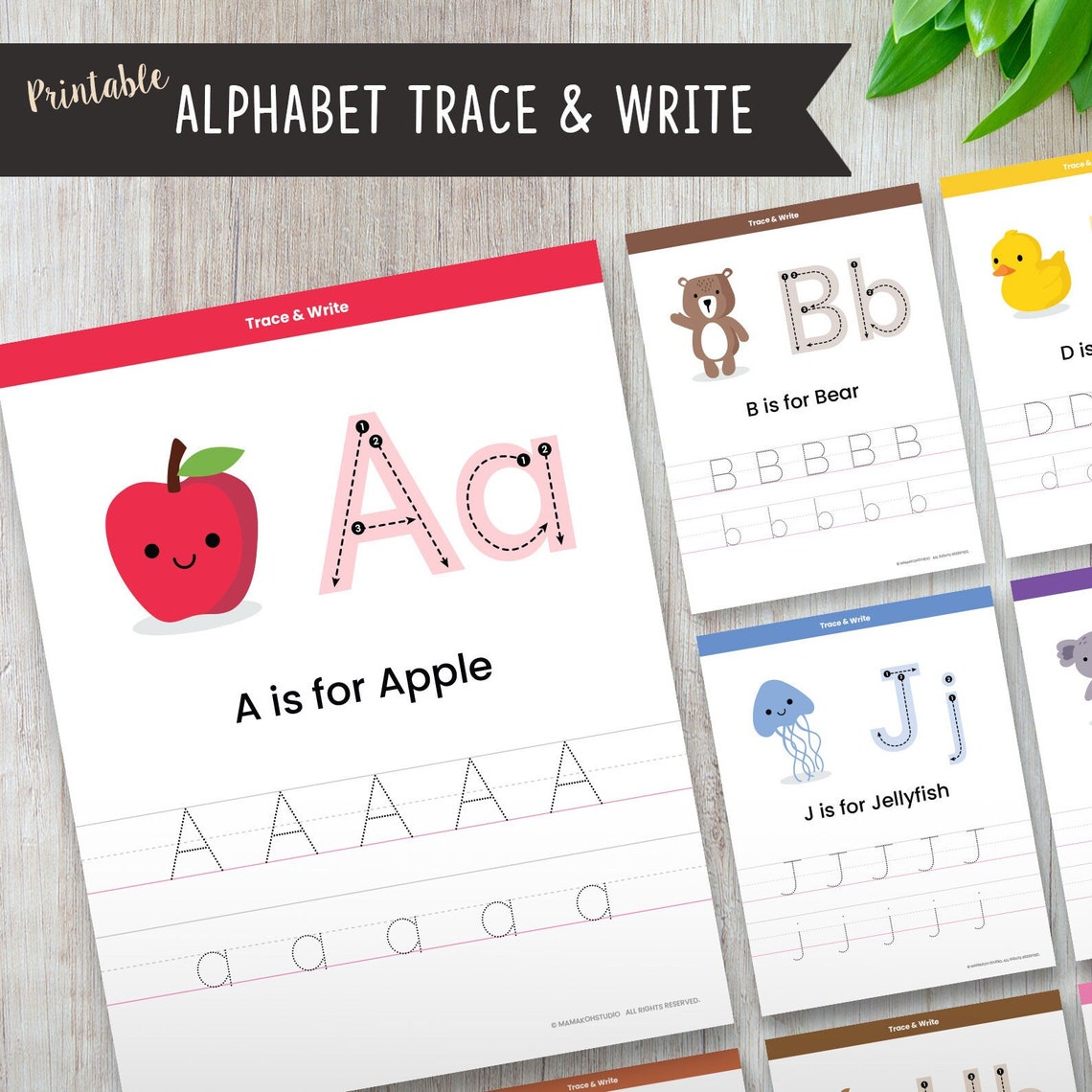 Printable Alphabet Trace & Write Handwriting Letter Tracing ABC ...