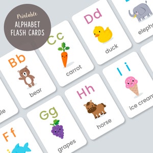 Printable Alphabet Flash Cards, Preschool Homeschool Education Nursery ...
