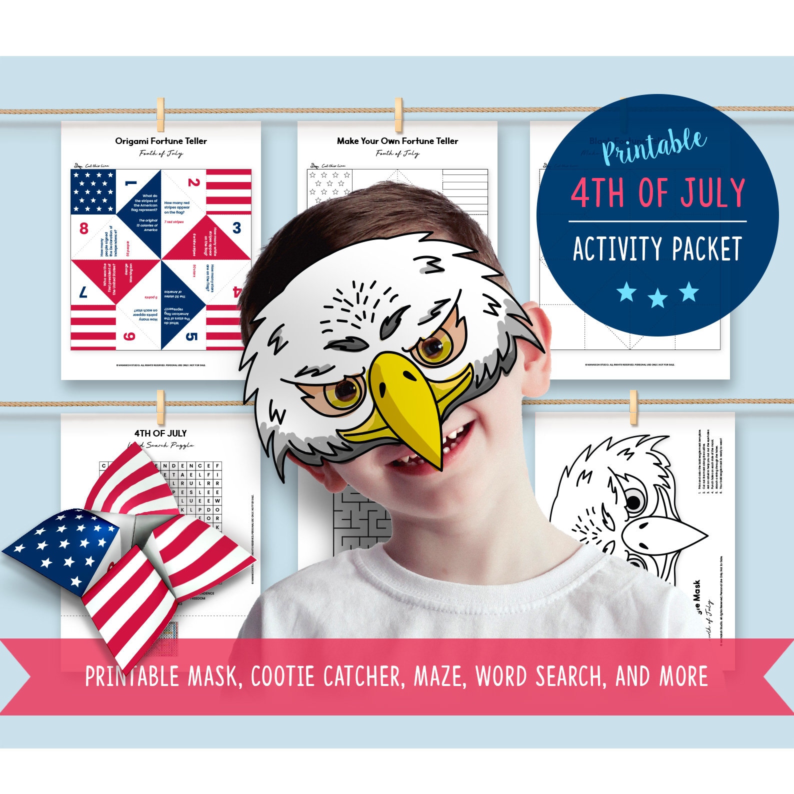 Printable 4th of July Activity Pack for Kids | Origami Fortune Teller ...