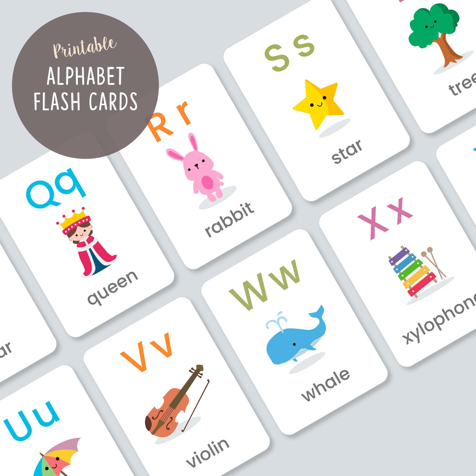 Printable Alphabet Flash Cards Digital Download Preschool - Etsy
