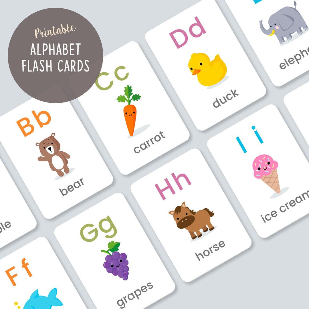 Printable Alphabet Flash Cards, Digital Download, Preschool Homeschool ...