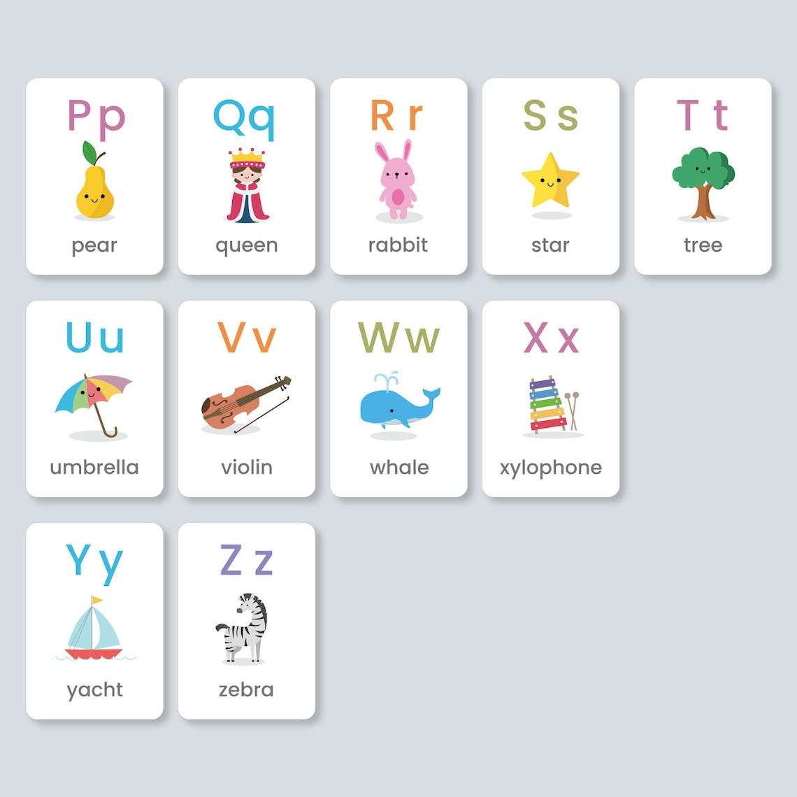 Printable Alphabet Flash Cards, Preschool Homeschool Education Nursery ...