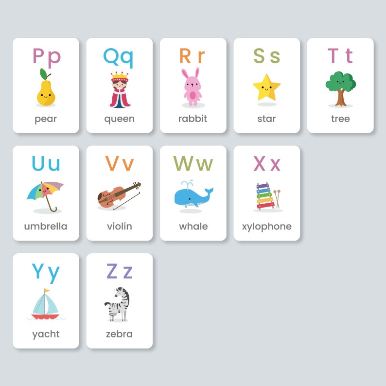 Printable Alphabet Flash Cards, Preschool Homeschool Education Nursery ...